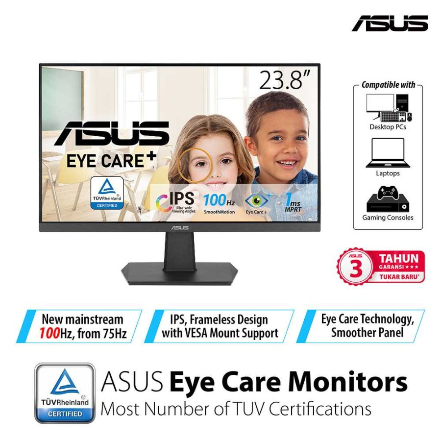 Jual ASUS VA24EHF MONITOR 24" Inch FHD IPS 100Hz HDMI FRAMELESS EYE ...