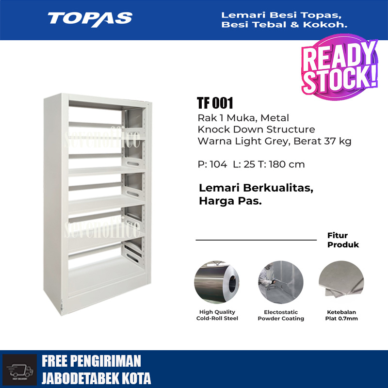 Jual Lemari Besi Topas TF 001 / Rak Buku / Rak majalah / Rak 1 Muka | Shopee Indonesia