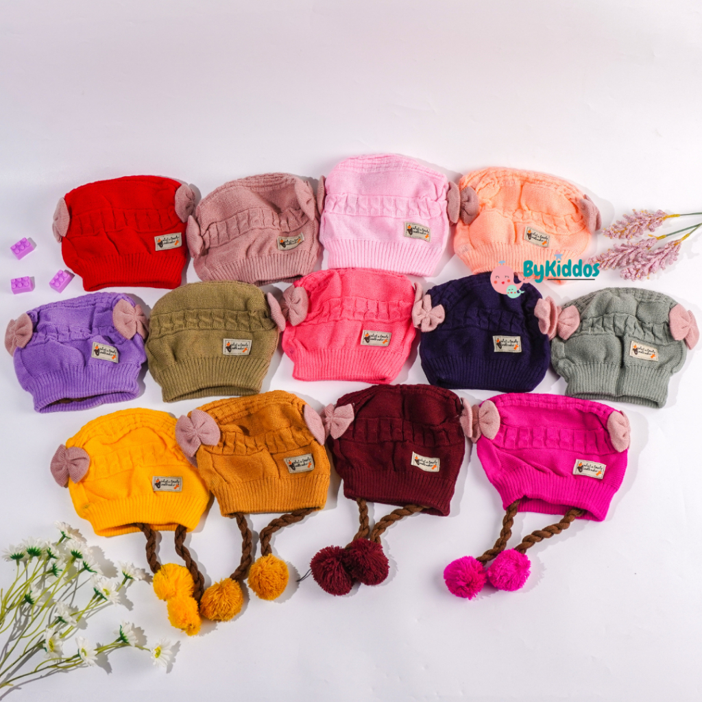Jual ByKiddos - Topi Anak Perempuan Rambut Kepang / Topi Bayi Kupluk ...