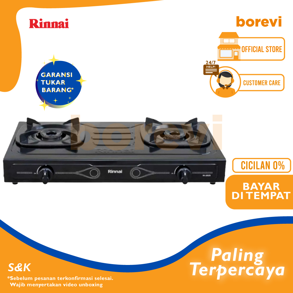 Jual RINAI RI 202S KOMPOR GAS 2 TUNGKU TEFLON ORIGINAL SUN BURNUR ...