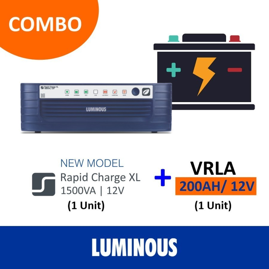 Jual LUMINOUS paket Inverter Rapid Charge XL 1500VA 12V + baterai 200ah ...