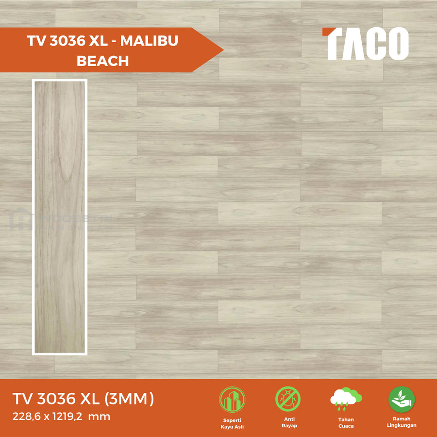 Jual TACO Lantai Vinyl 3mm TV 3036 XL Malibu Beach / Lantai Motif Kayu ...