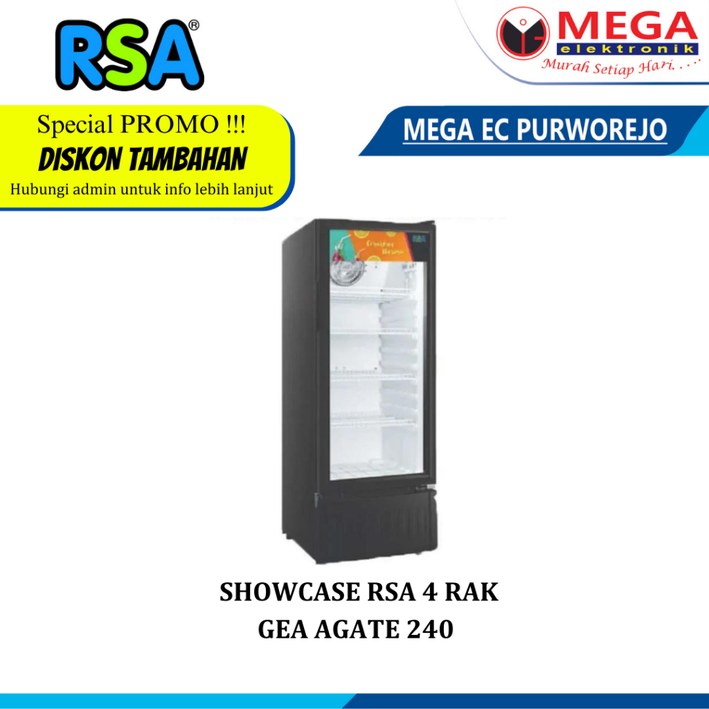 Jual SHOWCASE RSA GEA AGATE 240 4 RAK LEMARI ES PENDINGIN MINUMAN ...