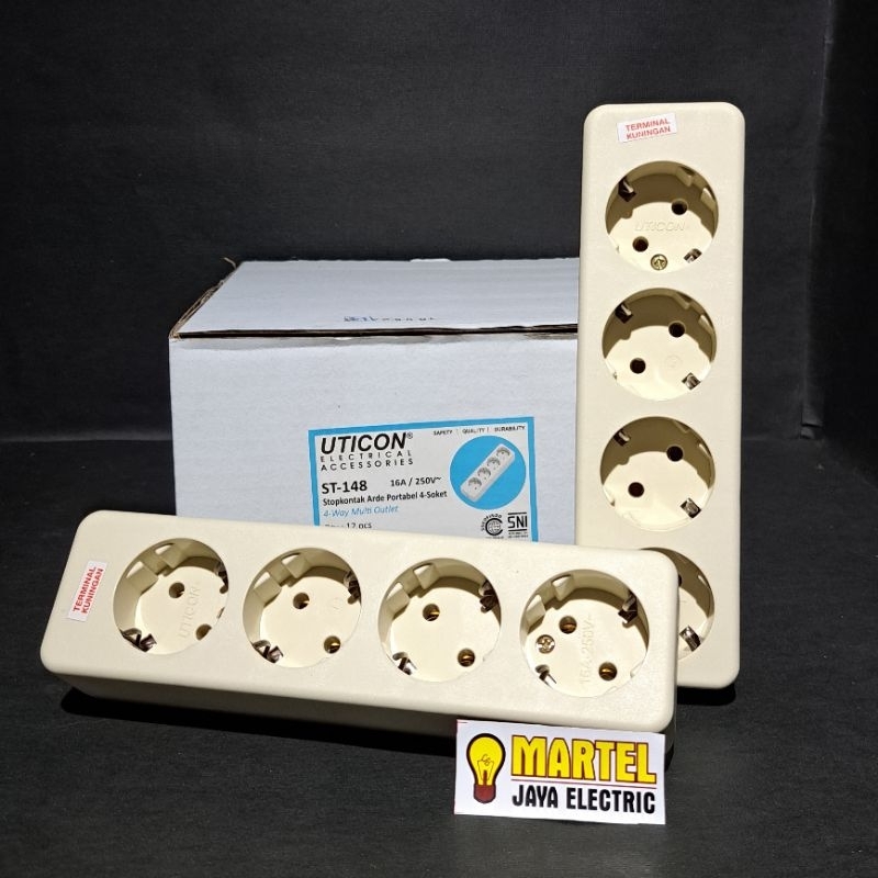 Jual Stop kontak arde uticon 4 lubang st-148 terminal kuningan asli | Shopee Indonesia