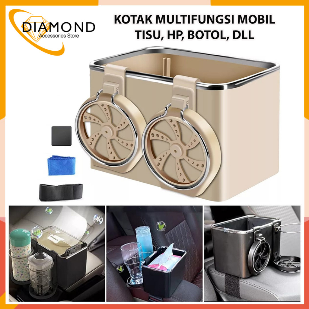 Jual KOTAK PENYIMPANAN TISU MOBIL 2 CUP HOLDER MULTIFUNGSI / CAR ...