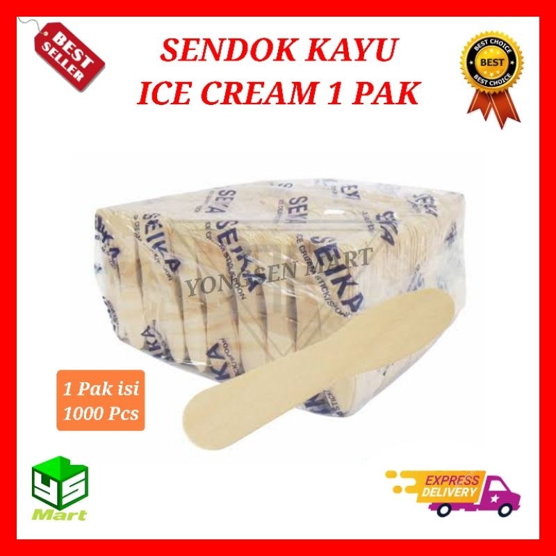 Jual ( 1 pak ) Spoon sendok kayu es krim ice cream polos murah ...