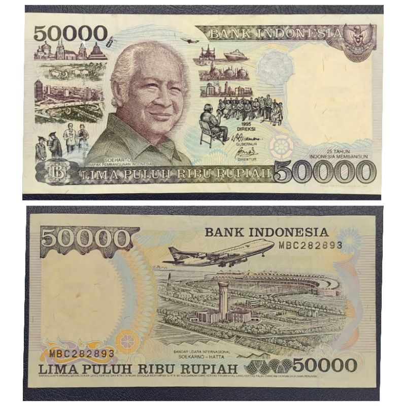 Jual Uang Kuno Indonesia 50rb soeharto suharto 1995 Kondisi AxF MULUS ...
