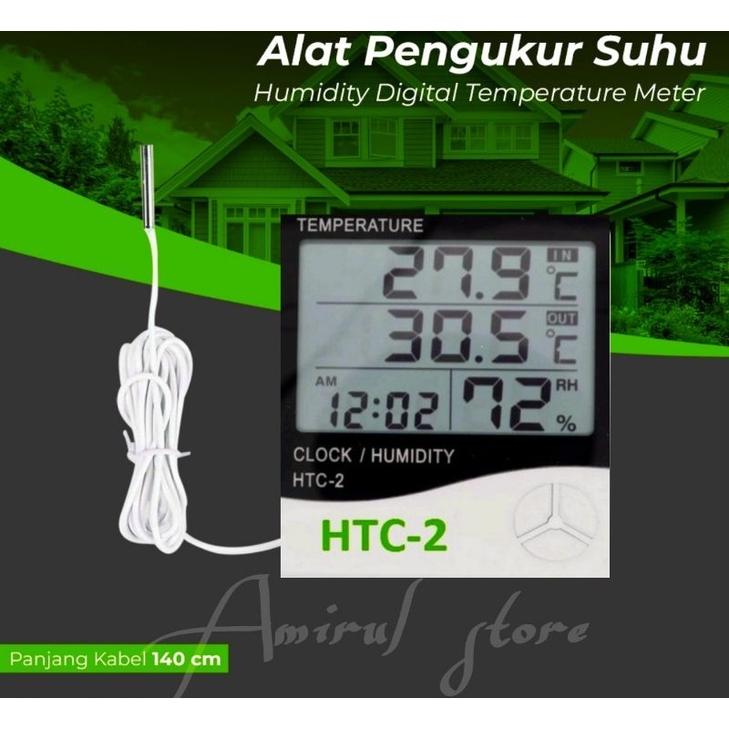 Jual Thermometer Suhu Hygrometer Clock Temperature Humidity / Thermometer HTC-1 dan Thermometer ...