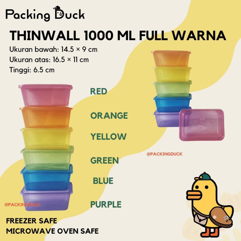 Jual Min Order 25 Pcs Thinwall Rectangle 1000ml Full Warna Food