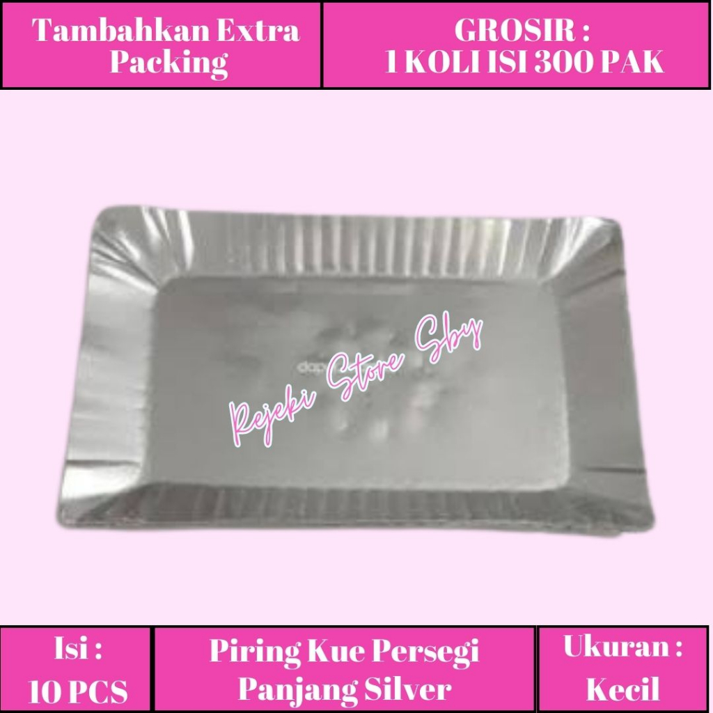 Jual PIRING KERTAS PERSEGI PANJANG PERAK / SAMIR SILVER / PIRING KUE ...