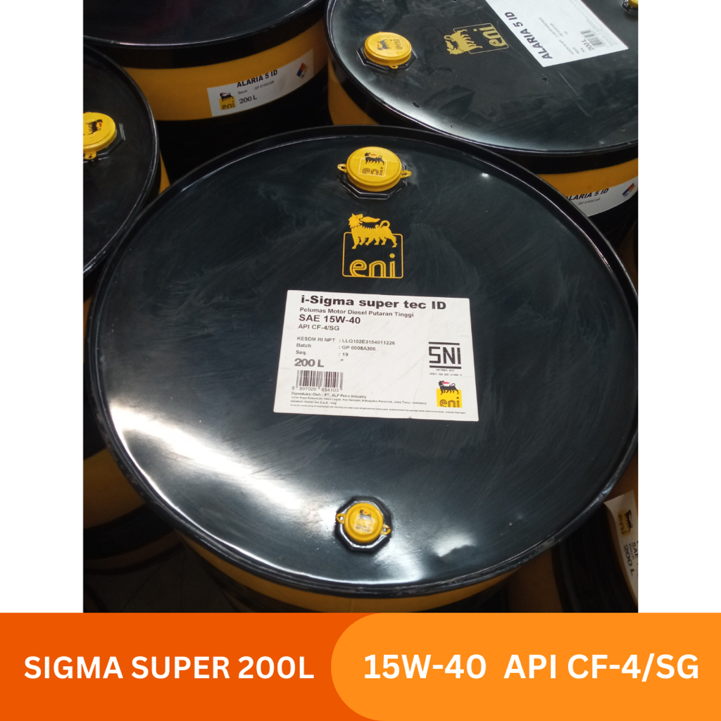Jual OIL ENI I-SIGMA SUPER TEC ID 15W40 API CF-4/SG. 200L OLI ENI DRUM ...