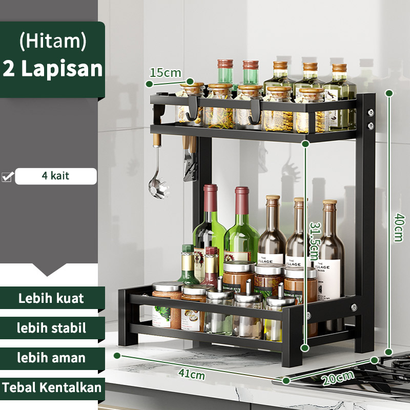 Jual Rak Bumbu Dapur Meja Dapur Multifungsi Rak 2-3tingkat Opsional ...