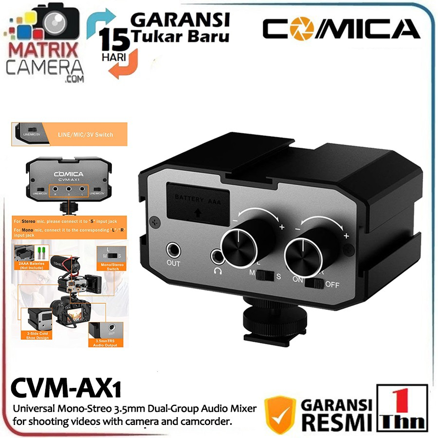 Jual COMICA CVM-AX1 Camera-Mount Two-Channel Audio Mixer for DSLR ...