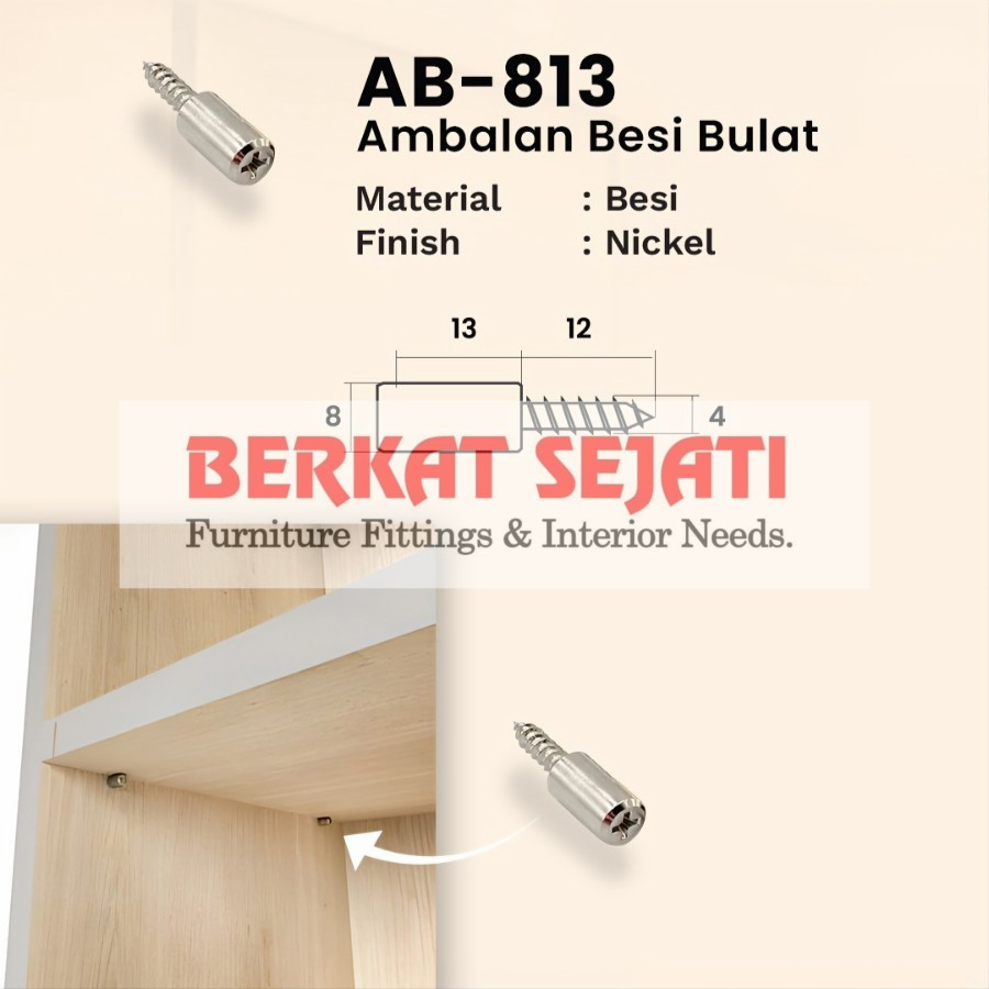 Jual AB-813 Pen Ambalan Kayu Besi Bulat Sekrup Siku Penyangga Rak ...