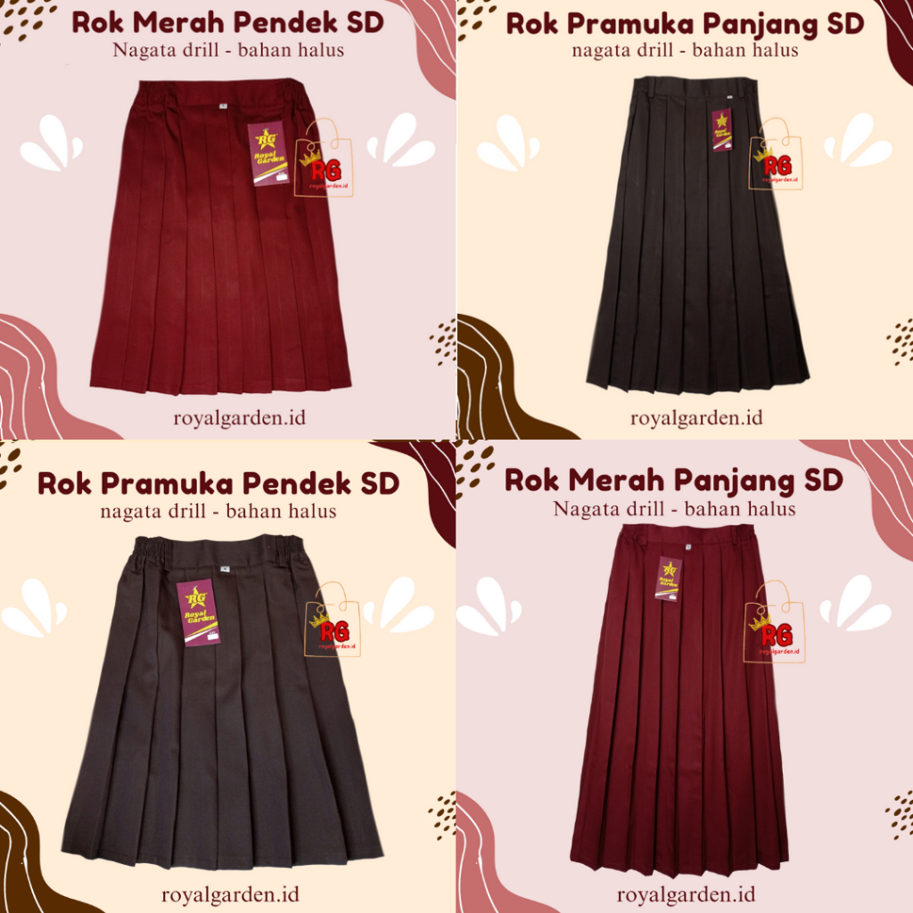 Jual Rok Seragam Rok Lipit Searah Plisket Sekolah Dasar SD Merah Hati ...