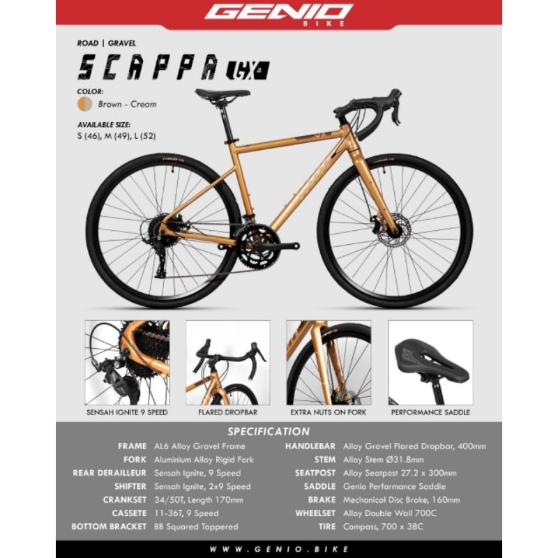 Jual Gravel Bike - Sepeda Gravel Genio Scappa GX 700C | Shopee Indonesia