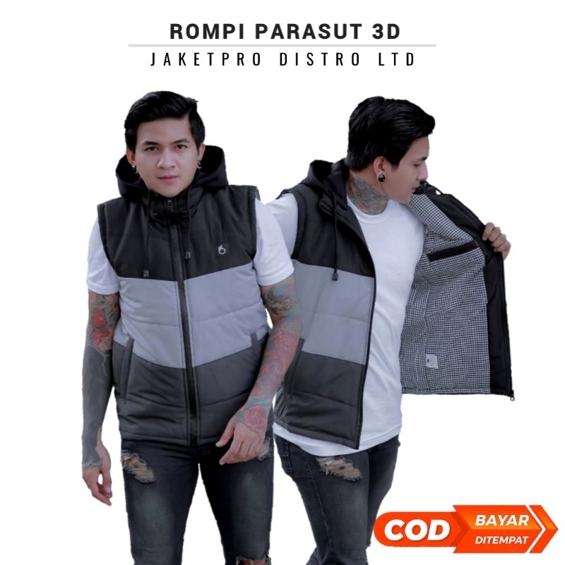 Jual Rompi Parasut Pria Tebal Anti Air / Jaket Rompi Vest Waterproof ...