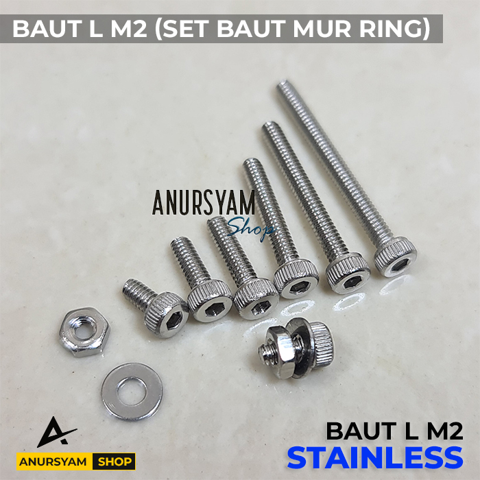 Jual Baut L M2 + Mur + Ring Set Stainless / Baut L Stainless / Baut M2 ...