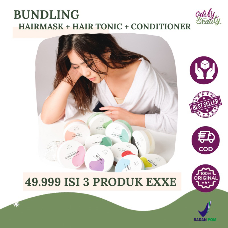 Jual BUNDLING HAIR MASK EXXE 3 PRODUK ( HAIR MASK | HAIR TONIC | HAIR CONDITIONER ) MASKER ...