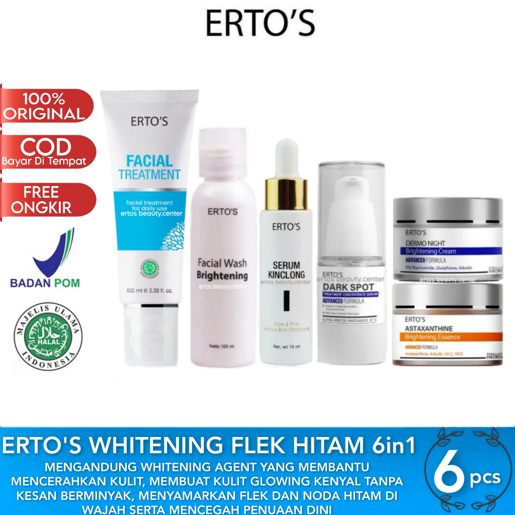 Jual Ertos Paket Whitening, Flek Hitam Membandel Dan Noda Hitam 6in1 Original BPOM | Shopee ...