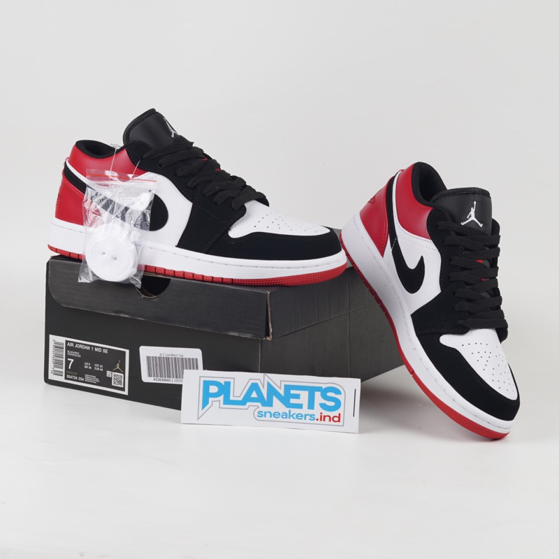 Jual Sepatu Nike Air Jordan 1 Low Black Toe Merah Putih | Shopee Indonesia