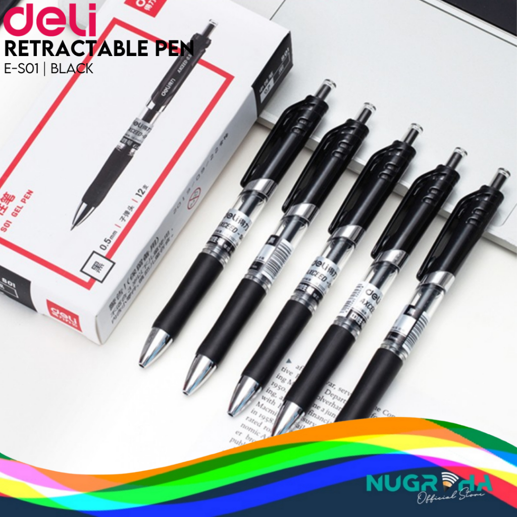 Jual PEN PENA BALLPOINT PULPEN GEL 0.5 DELI E-S01 | Shopee Indonesia
