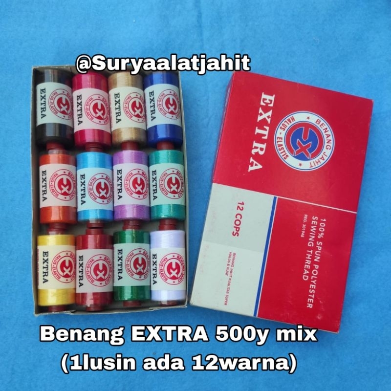 Jual Benang EXTRA 500y Mix (1lsn@12wrn) =rp.26.250/12pcs | Shopee Indonesia