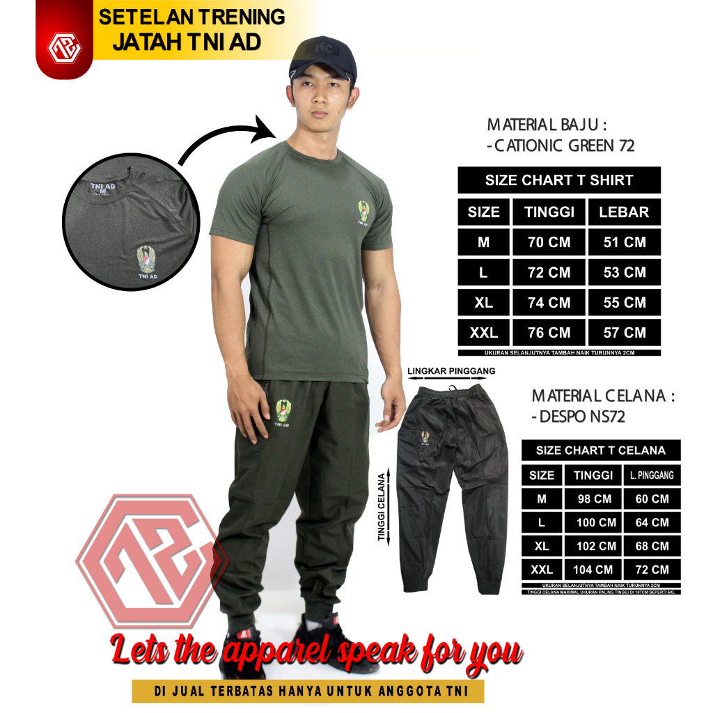 Jual TRAINING TNI AD TERBARU JATAH 1 STEL / STELAN TRAINING TNI AD ...
