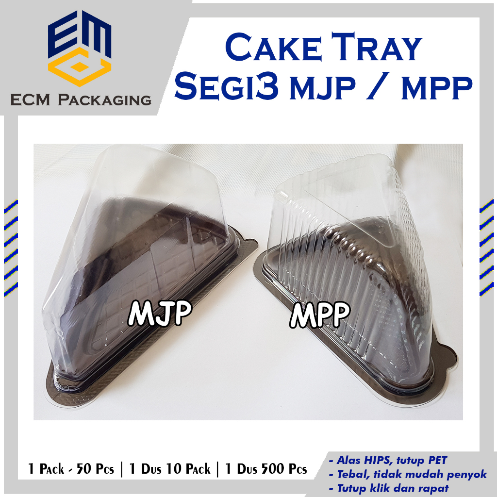 Jual Mika Cake Tray Segitiga MJP / MPP Mika Kue Potong Segitiga 50 pcs ...