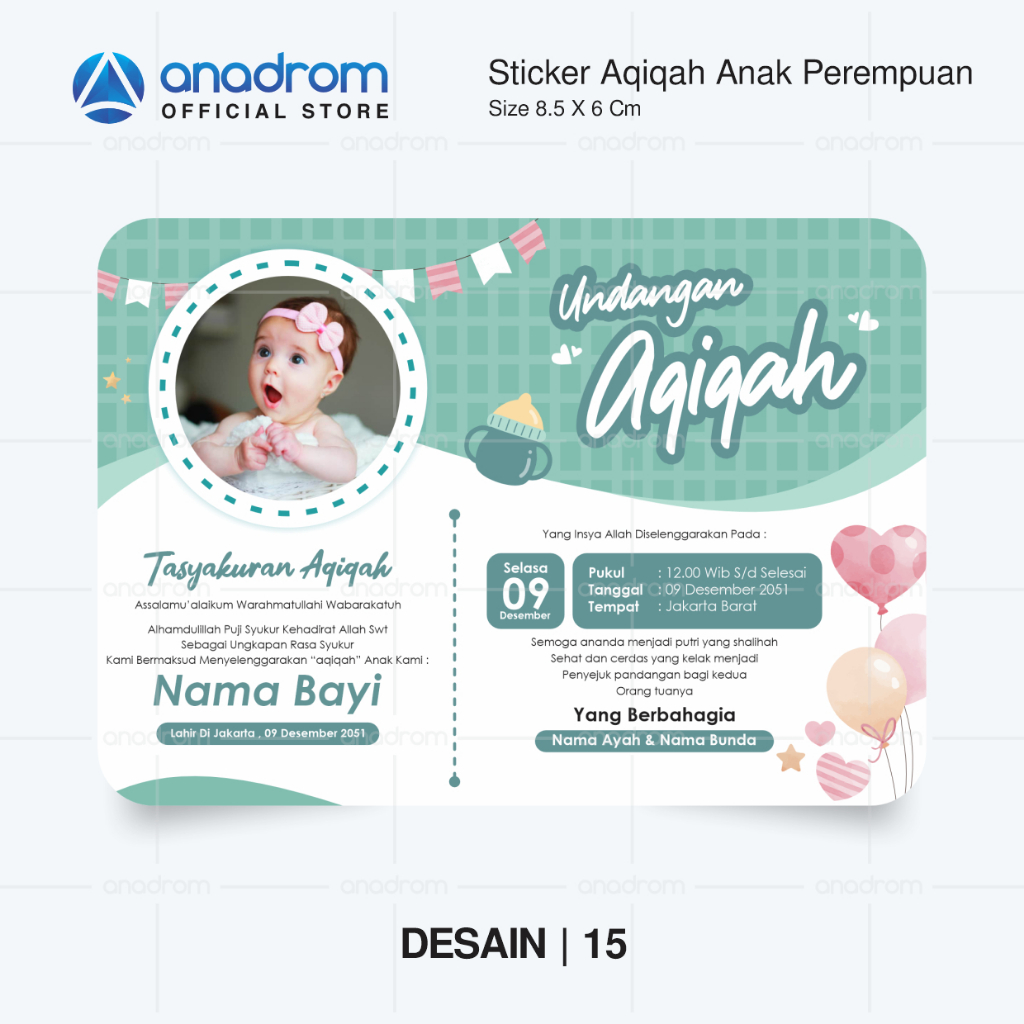 Jual Sticker Label Aqiqah Anak Perempuan | Sticker Label Box Makanan ...