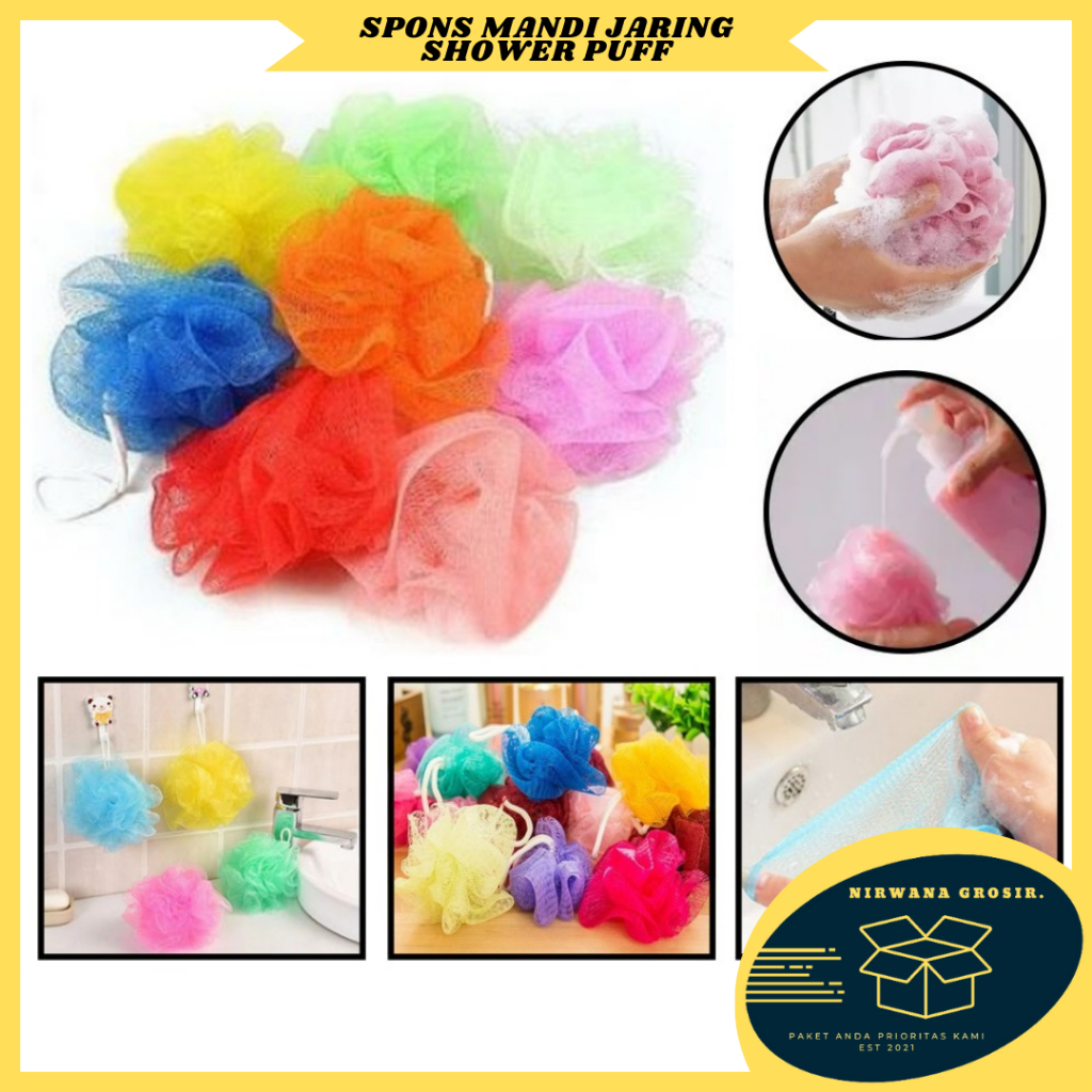 Jual NG SPONS MANDI SHOWER PUFF Bath Sponge Jaring Sikat Badan Spon ...
