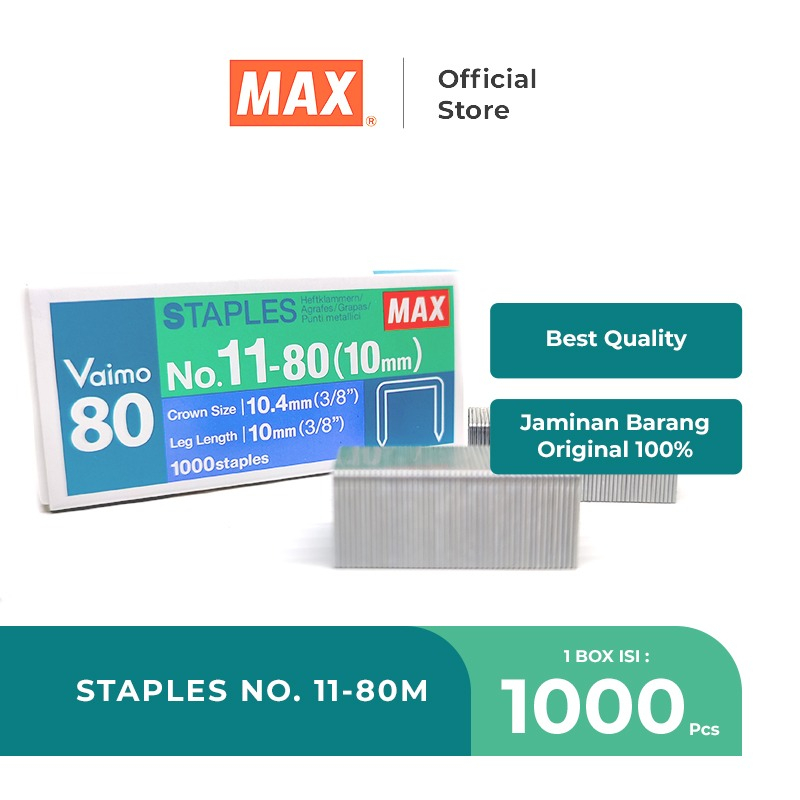 Jual MAX Staples No.11-10MM - Isi Staples Vaimo 80 | Shopee Indonesia