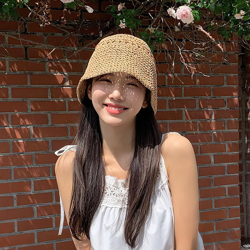 Jual Caliloops Topi Bucket Hat Pantai Rajut Wanita Korea Lebar Sienna | Shopee Indonesia