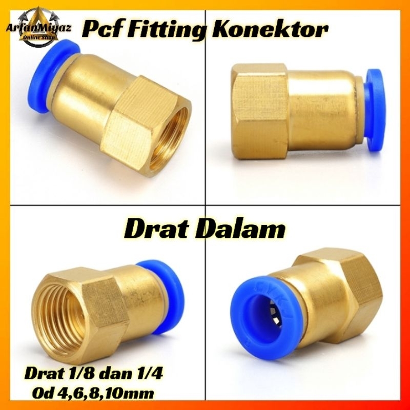 Jual Pcf Fitting Konektor Lurus Drat Dalam 1/4, 1/8 Od 4,6,8,10mm ...