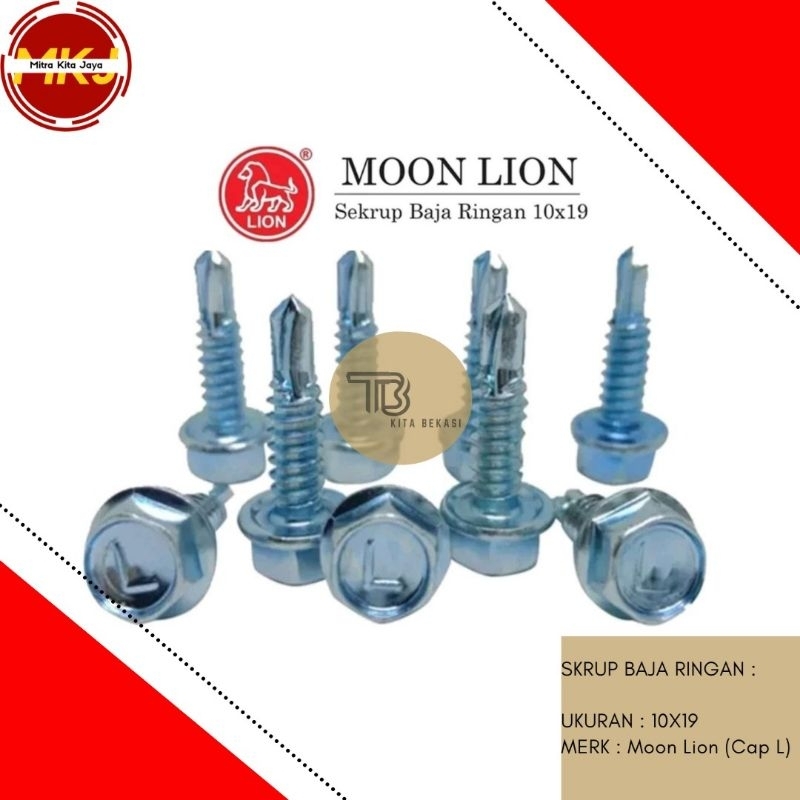 Jual BAUT BAJA RINGAN 10x19 (2 cm) MOON LION / BAUT ROOFING 10x19 (2cm) MOON LION / SEKRUP BAJA ...