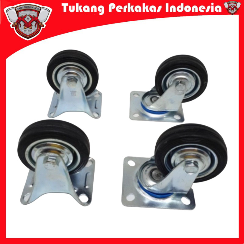 Jual Roda etalase 3 inch / Roda trolley / Roda karet ( 2 inch hidup 2 ...