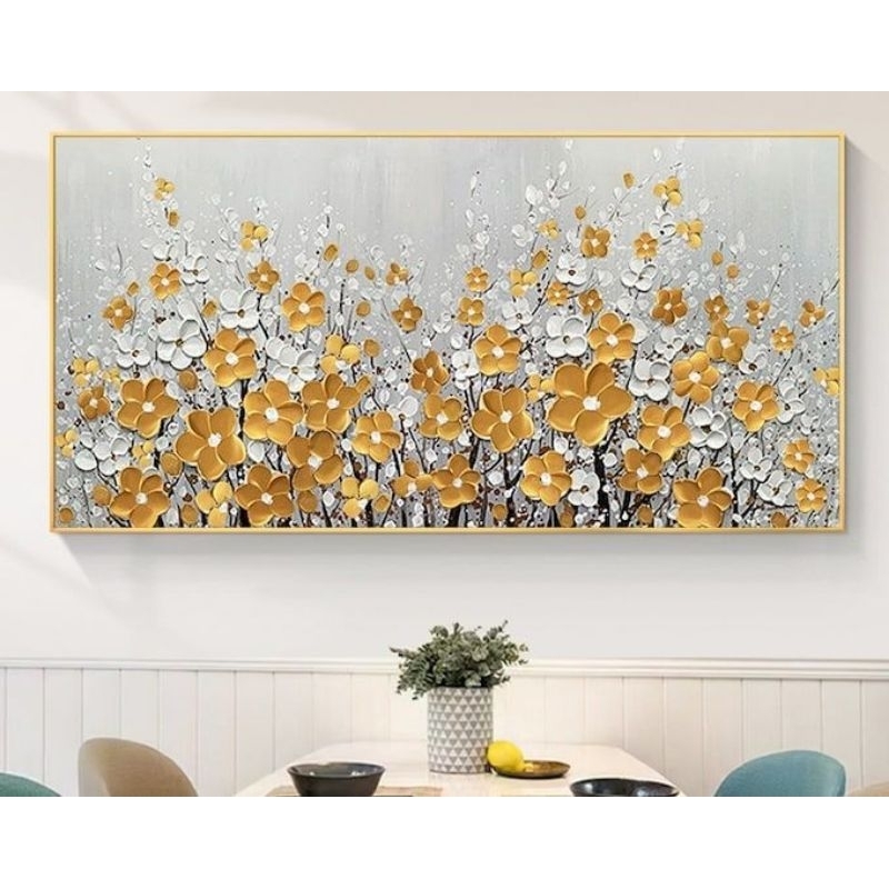 Jual Hiasan Dinding Ruang Tamu lukisan bunga Plus Frame bingkai ...