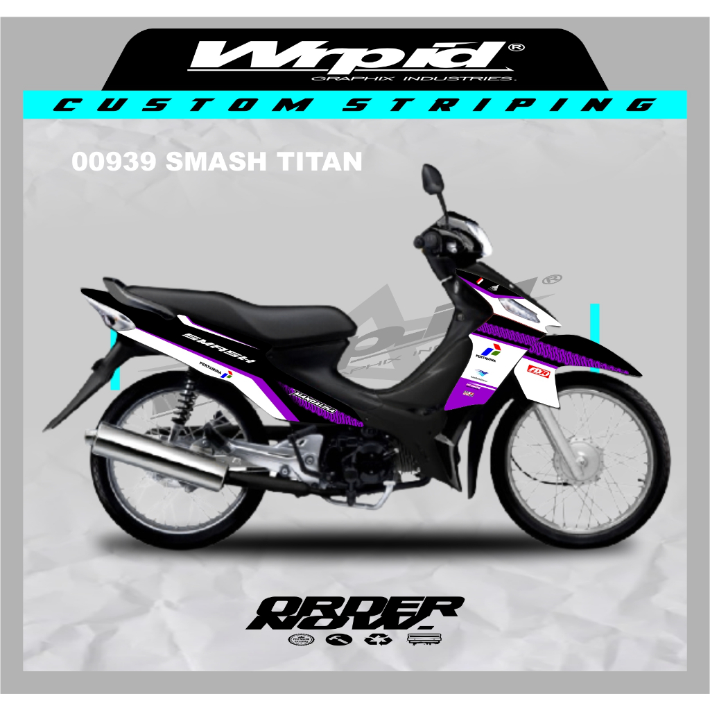 Jual 00939 sticker striping motor smash titan motif garis racing simple ...