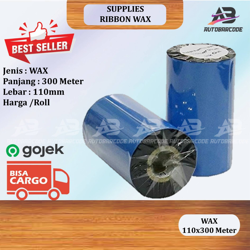 Jual Tinta Ribbon 110X300M Wax / Resin Hitam Barcode Label Semicoated ...