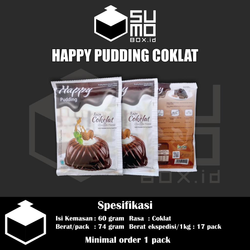 Jual Happy Pudding Stroberi Coklat 60gr / Puding Bubuk Instan ...