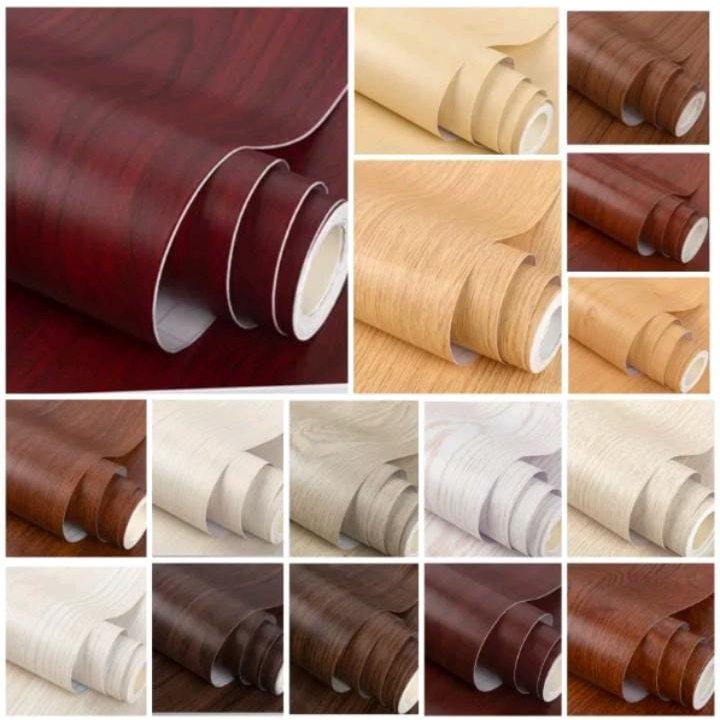 Jual WALLPAPER DINDING MOTIF SERAT KAYU POLOS CREAM WOOD HITAM GREY ...