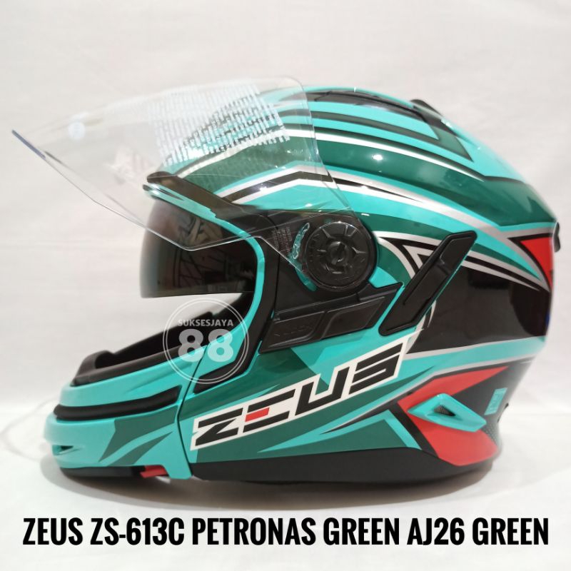 Jual Zeus ZS-613C Petronas Green AJ26 Green Helm Modular Double Visor ZS613 | Shopee Indonesia