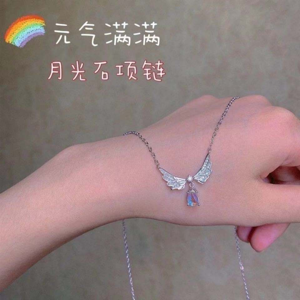 Jual Gleam Kalung Rantai Klavikula Hias Liontin Batu Bulan Kristal ...