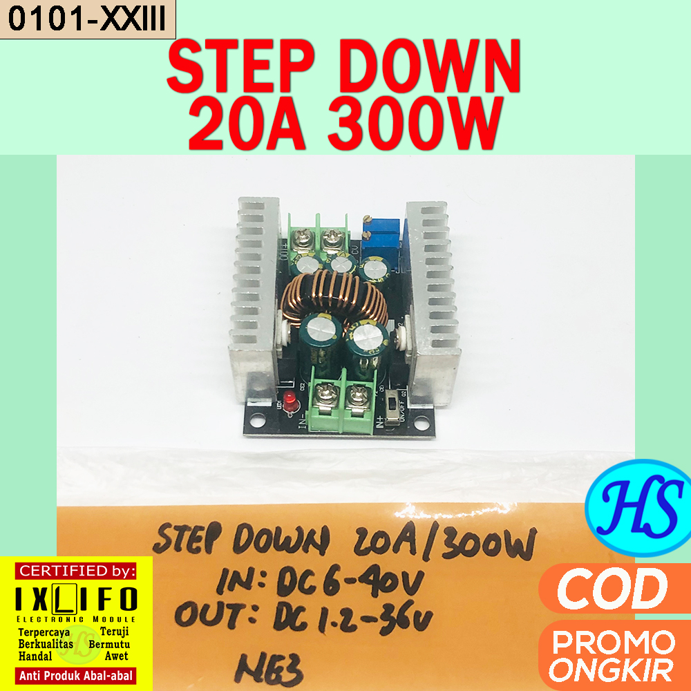 Jual Step Down 20A 300W DC Buck Converter Module Adjustable Amp Volt CC ...