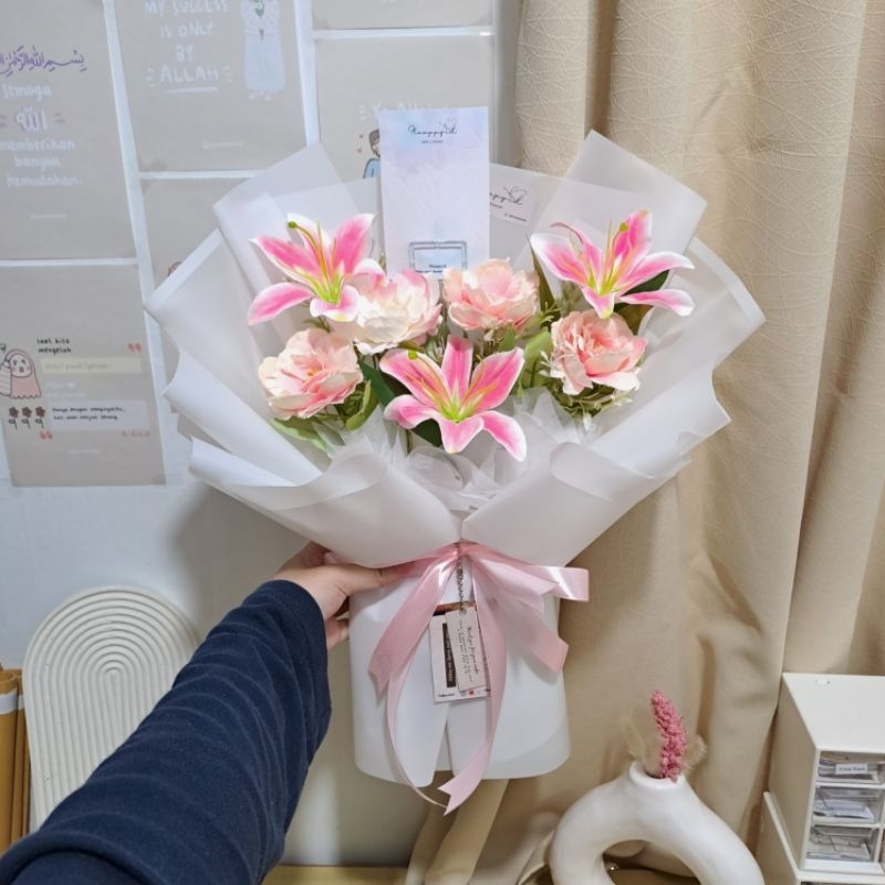 Jual Buket Bunga Artificial Bucket Lily Rose size M - Flower Bouquet ...