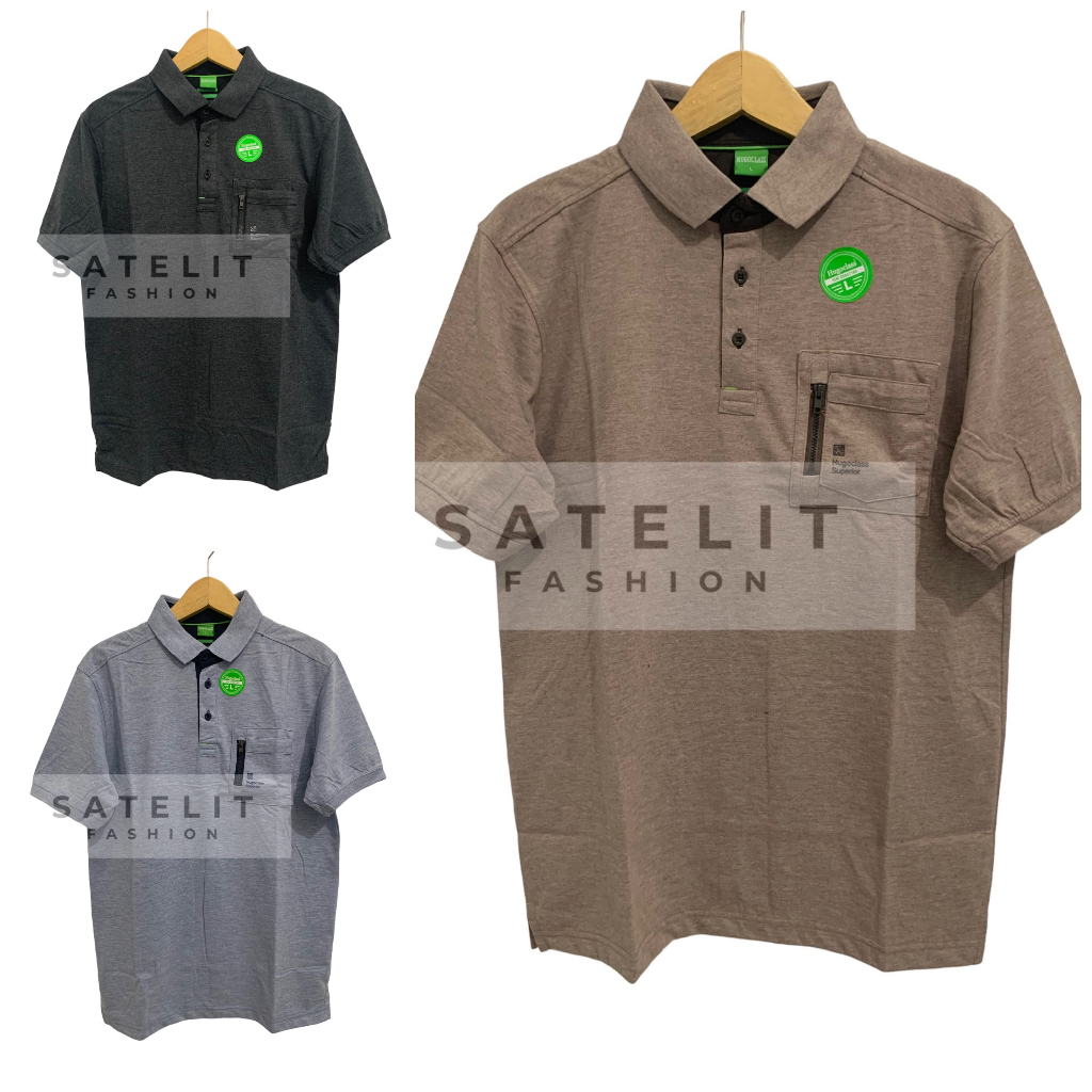 Jual Hugo Class Kaos Kerah Polo Pria Misty Kombinasi Kantong Sleting ...
