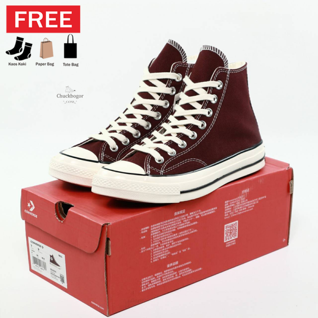 Jual Converse 70s High Burgundy ( Free double packaging dus ) | Shopee ...