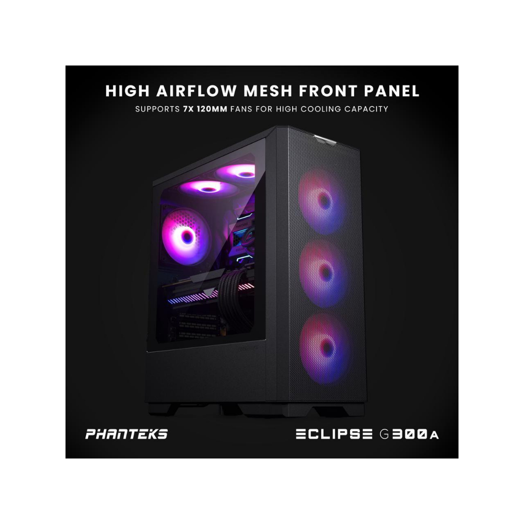Jual Phanteks G300A Black Mid Tower Casing Komputer | Mesh Computer ...
