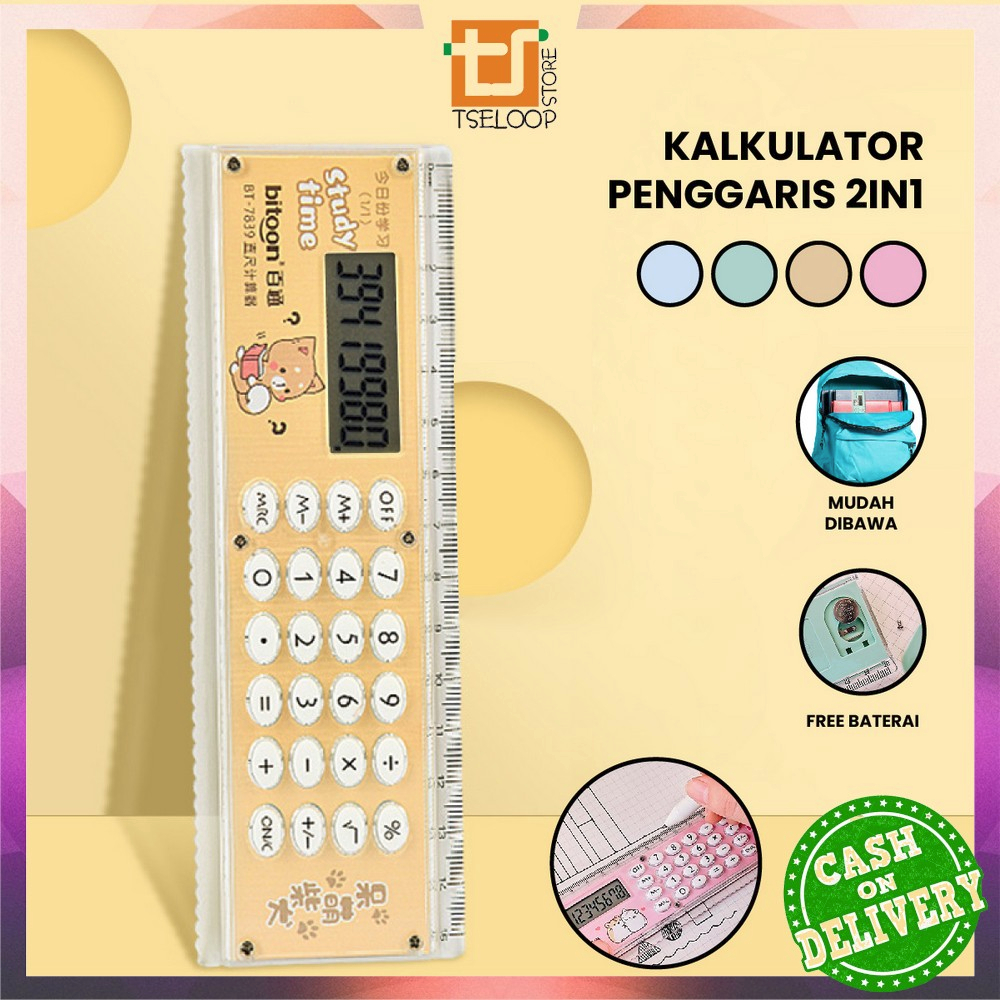 Jual OFM-A65 Kalkulator Penggaris Karakter 2IN1 Mini Portable ...