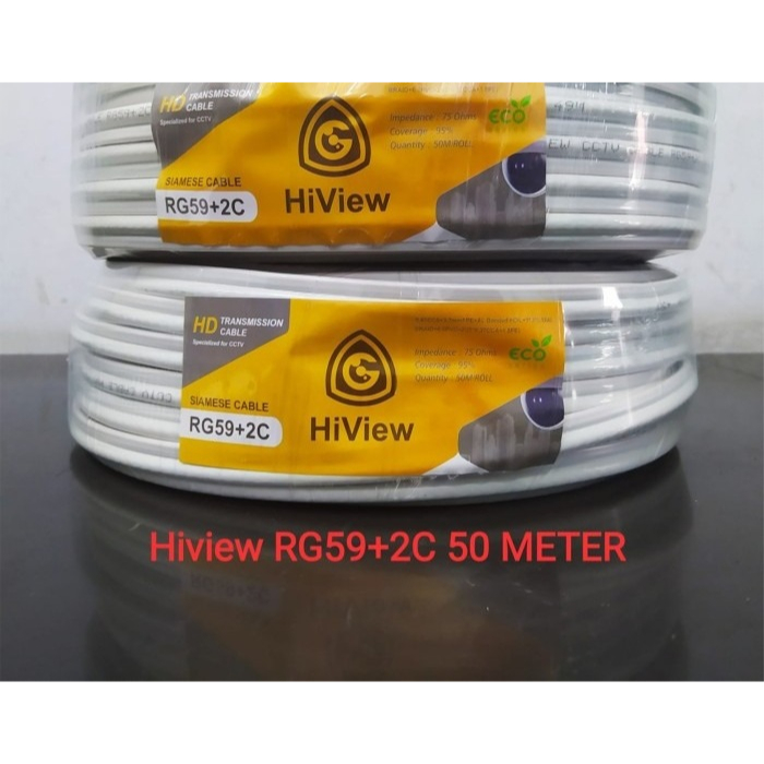Jual cable KABEL CCTV HIVIEW RG59 + POWER 50 METER MURAH 50m 50meter ...